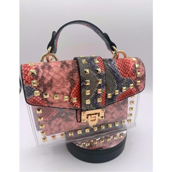 Bags | Graffiti Studded Fashiontransparent Bag With Gold Chain And ...